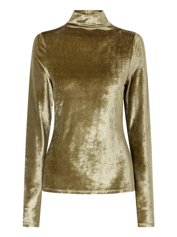 LEMAIRE Velvet High Neck Top - Gold