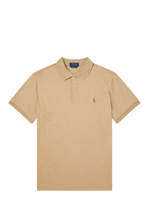 Polo Ralph Lauren Logo-embroidered Cotton-jersey Polo Shirt - Beige