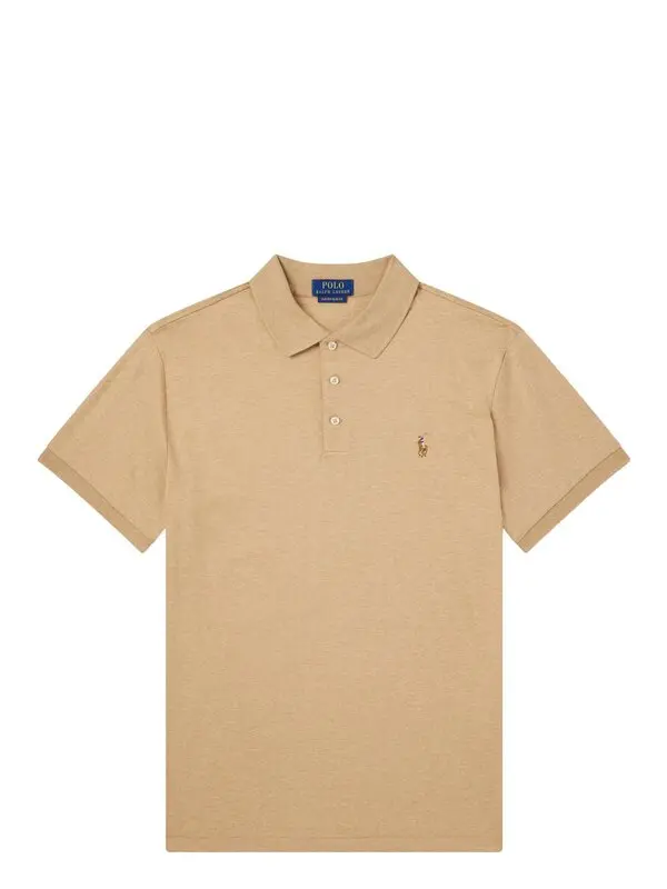 Polo Ralph Lauren Logo-embroidered Cotton-jersey Polo Shirt - Neutrals