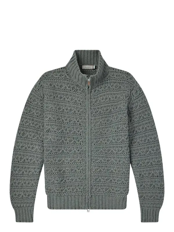 Canali Alpaca-blend Zip-up Sweater - Green