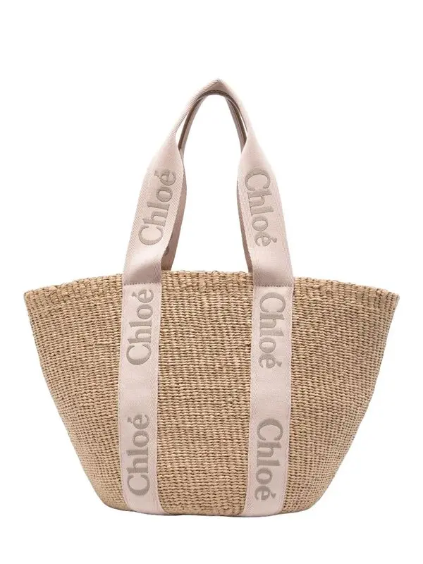 Chloé Woody Large Rafia Tote - Pink