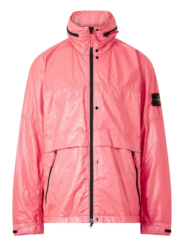 Stone Island Garment-dyed Crinkled-shell Hooded Jacket - Pink