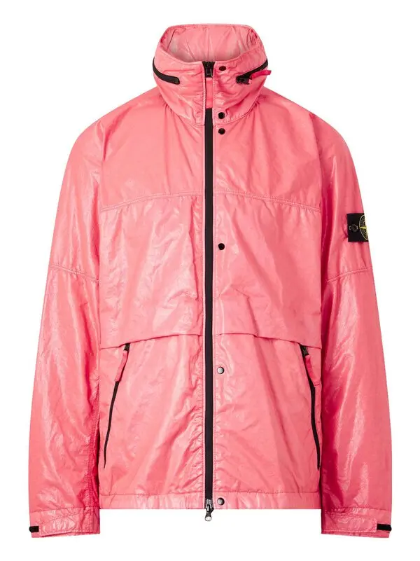 Stone Island Garment-dyed Crinkled-shell Hooded Jacket - Pink