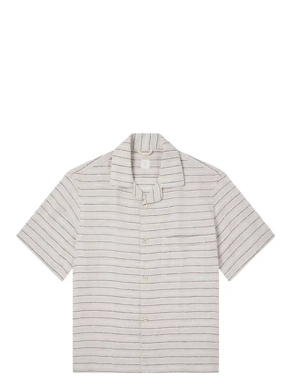 Eleventy Striped Linen Shirt - Gray