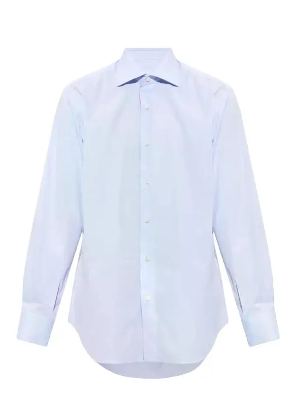 Brioni Classic-collar Long-sleeved Shirt - Blue