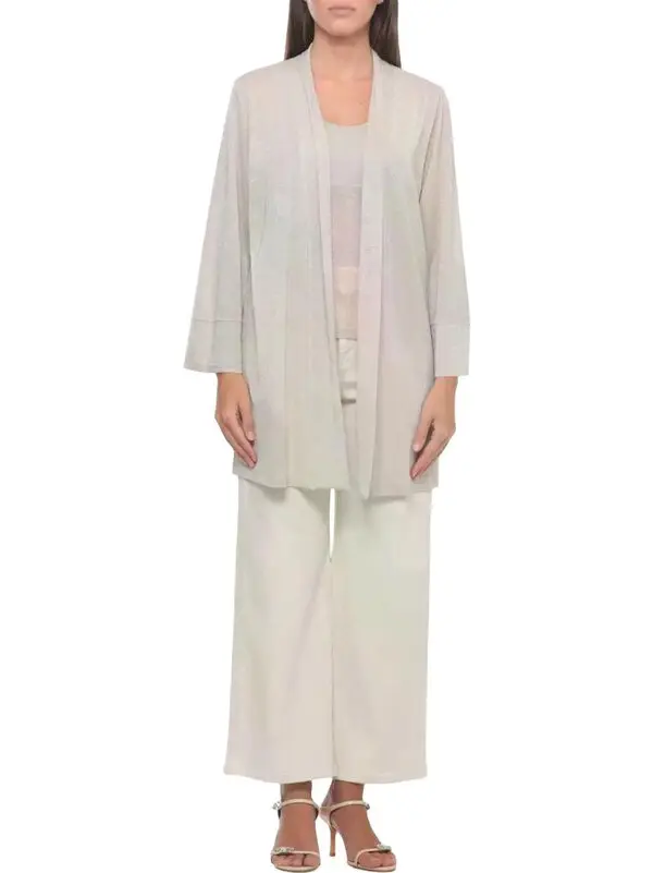 EMME Lurex Detail Cardigan Set - Neutrals