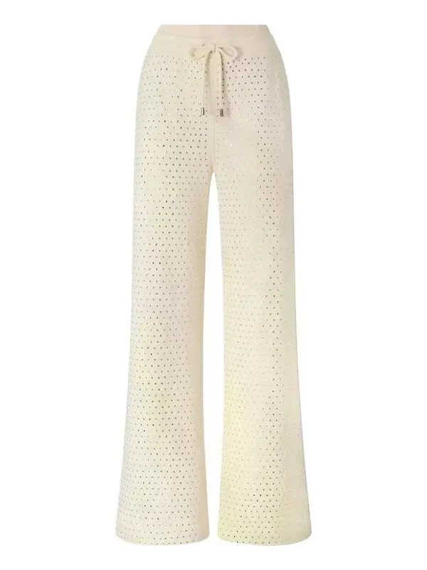 Pinko Fully Rhinestoned Wide-leg Fleece Trousers - Neutrals