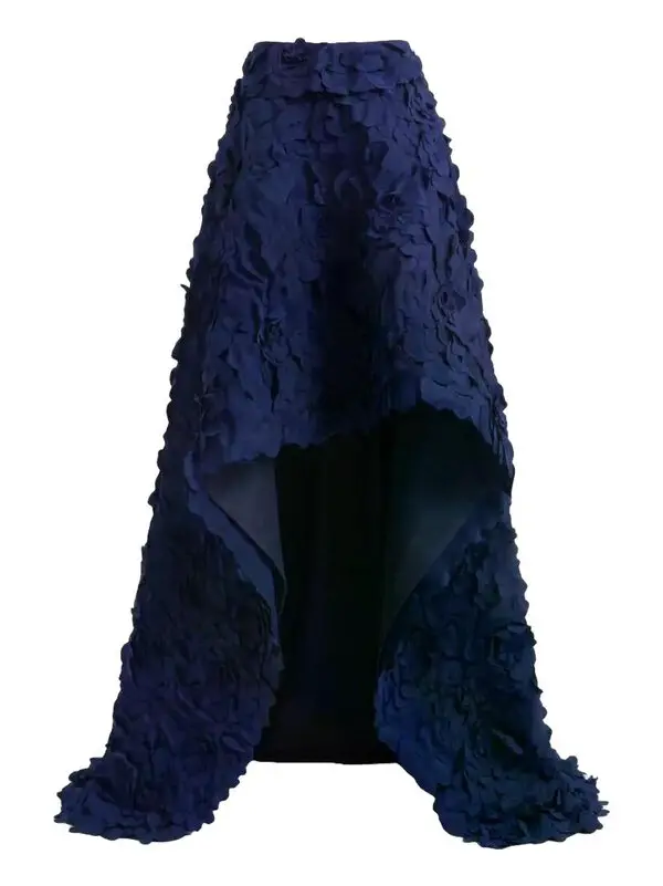 GEMY MAALOUF Floral Appliqué High-low Skirt - Blue