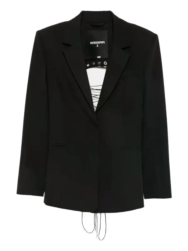 Patrizia Pepe Lace-up Structured Blazer - Black