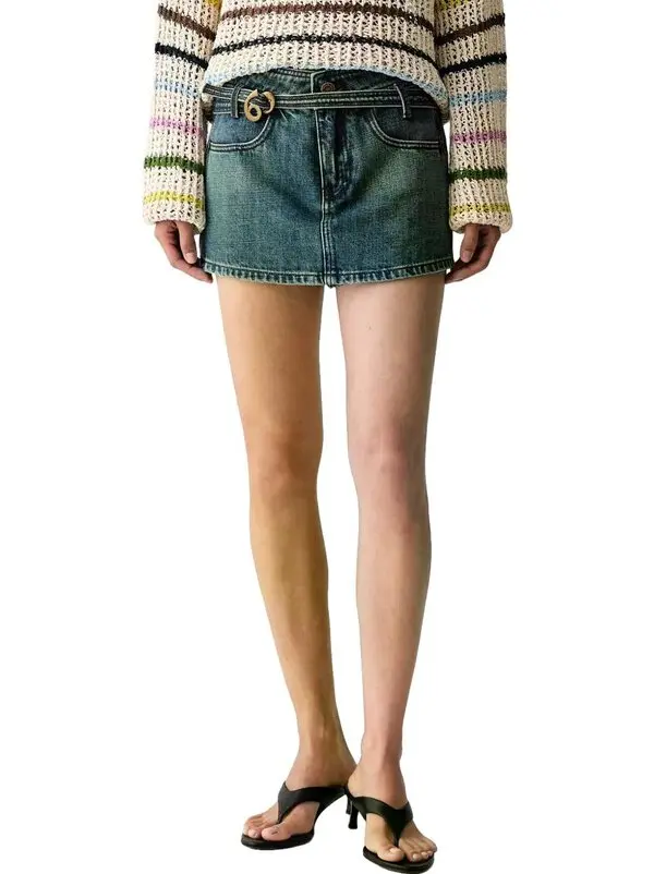 Miss Sixty Belted Denim Shorts - Blue