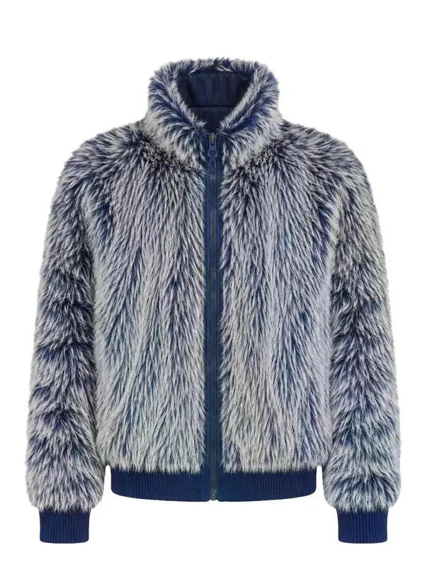 DIESEL® Textured Shaggy Faux Fur Bomber Jacket - Grey