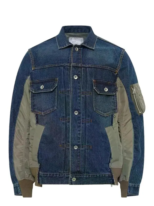 Sacai Layered-design Denim Jacket - Blue