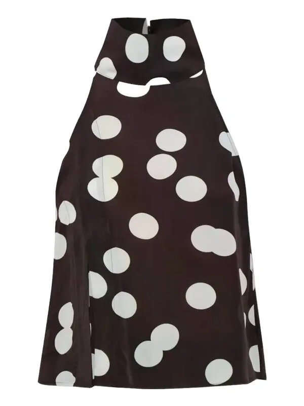 IRO PARIS Polka Dot High Neck Sleeveless Top - Brown
