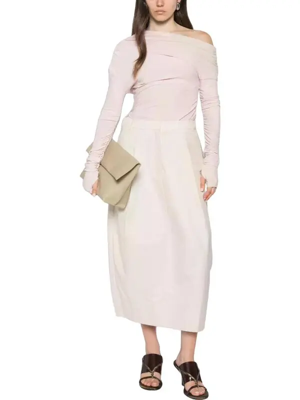 Patrizia Pepe Draped Off-shoulder Top With Ruched Detailing - Pink