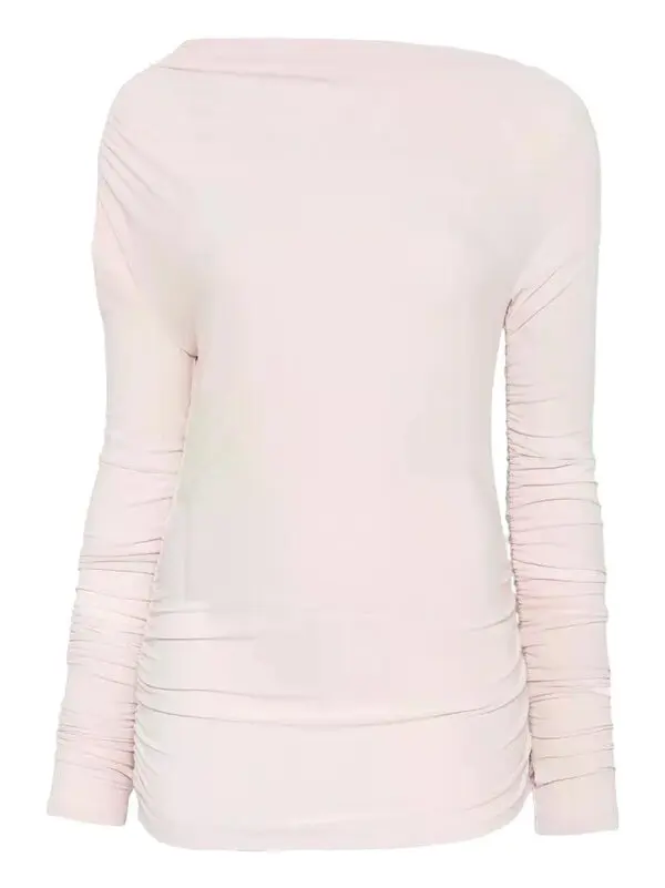 Patrizia Pepe Draped Off-shoulder Top With Ruched Detailing - Pink