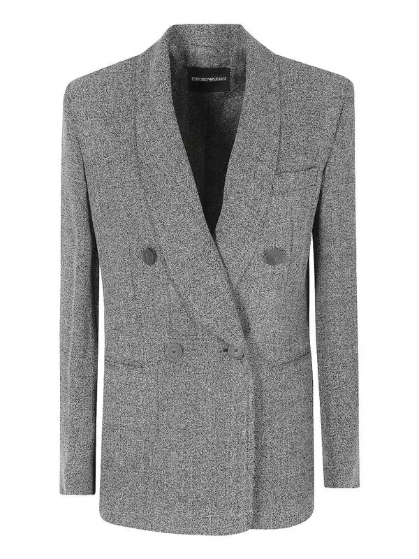 Emporio Armani Double-breasted Blazer In Mouliné Fabric Signature Capsule - Grey