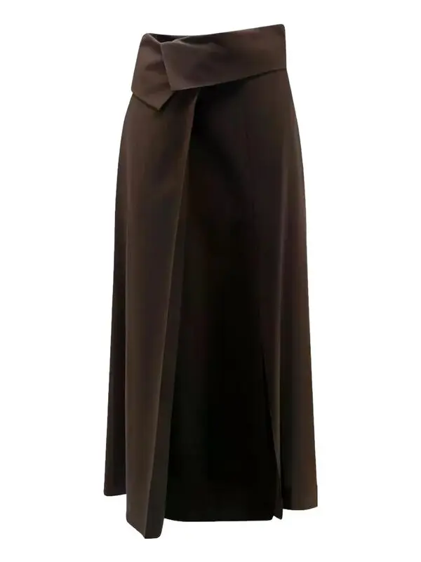 ALYSI Fold Detail Skirt - Brown