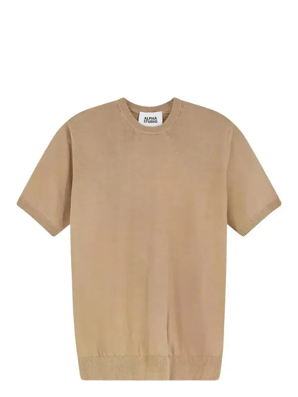Alpha Studio Short-sleeve Crew-neck Sweater - Neutrals