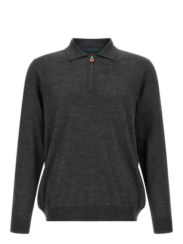 Kiton Half-zip Wool Polo Shirt - Grey