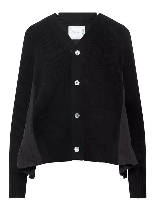 Sacai Pleated-panel Cardigan - Black