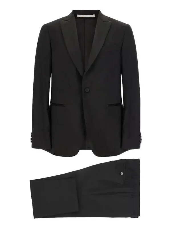 Pal Zileri Satin-lapel Wool Suit - Black
