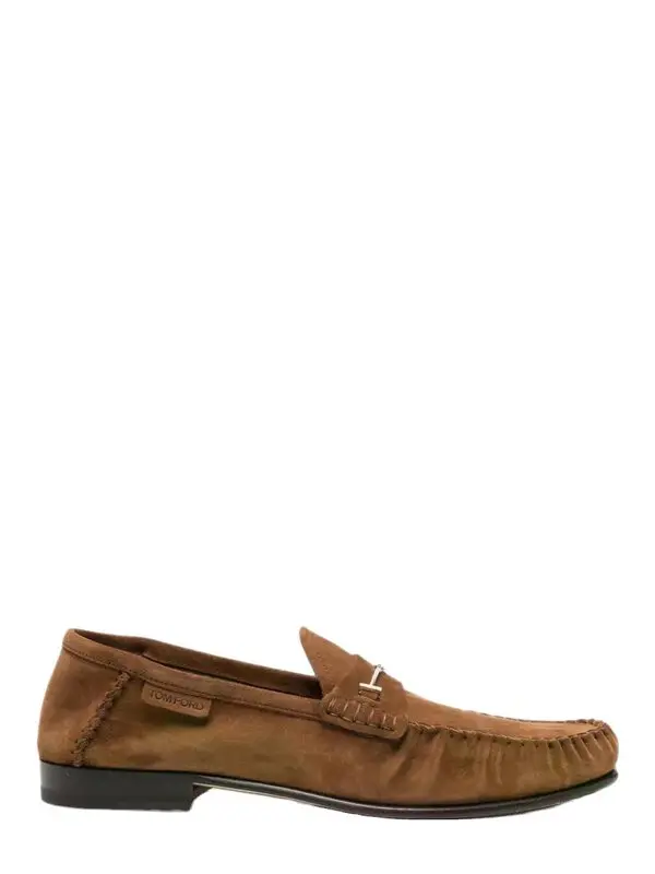 TOM FORD Suede T-bar Loafers - Brown