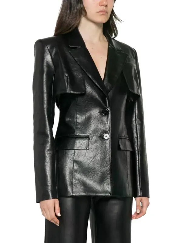 Patrizia Pepe Cut-out Coated Blazer - Black