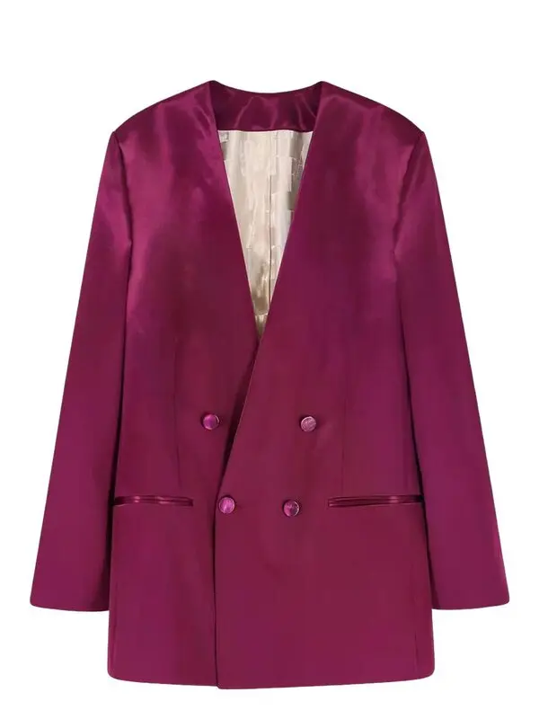 Alberta Ferretti Double-breasted Satin Blazer - Purple