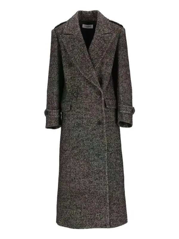 AL DUCA D’AOSTA 1902 Chevron Pattern Double-breasted Coat - Black