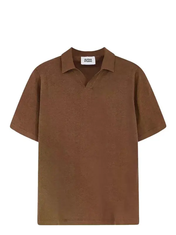 Alpha Studio Short-sleeve Polo-collar T-shirt - Brown