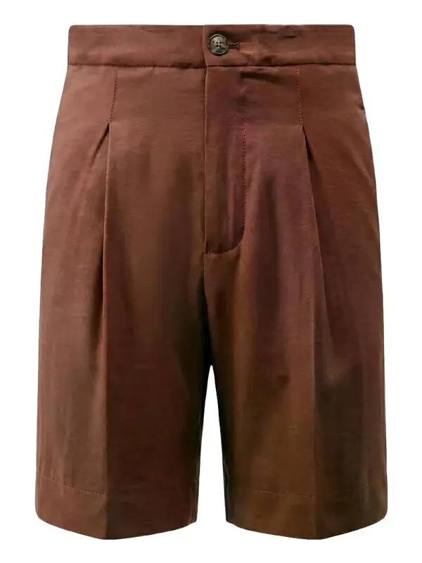 HEVO Pleated Detail Shorts - Brown