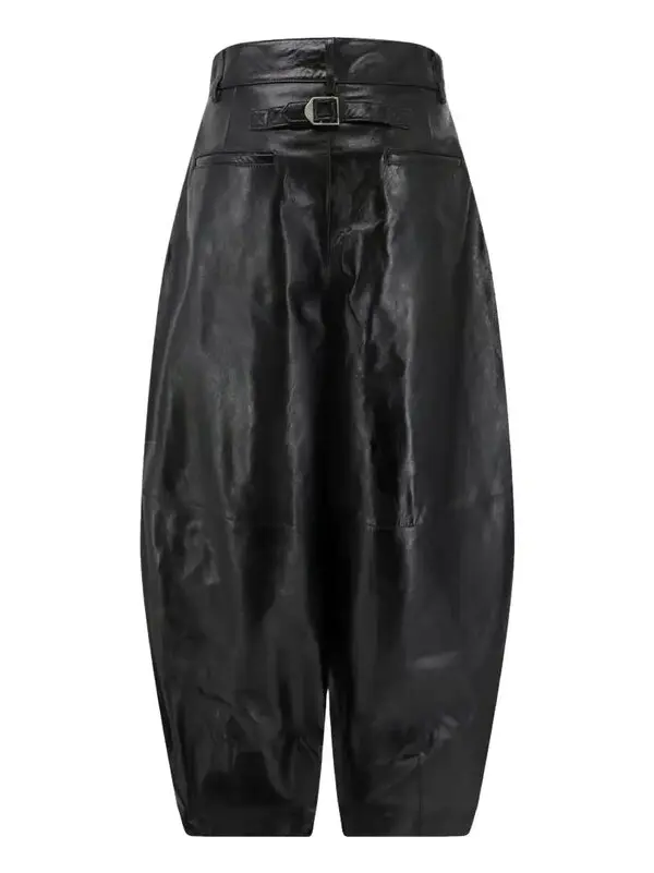 Soeur Julien Pleated Leather Trousers - Black