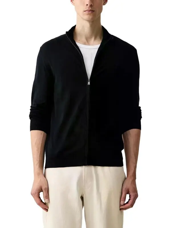 TRUSSARDI Zip-up Logo-embroidered Sweatshirt - Black