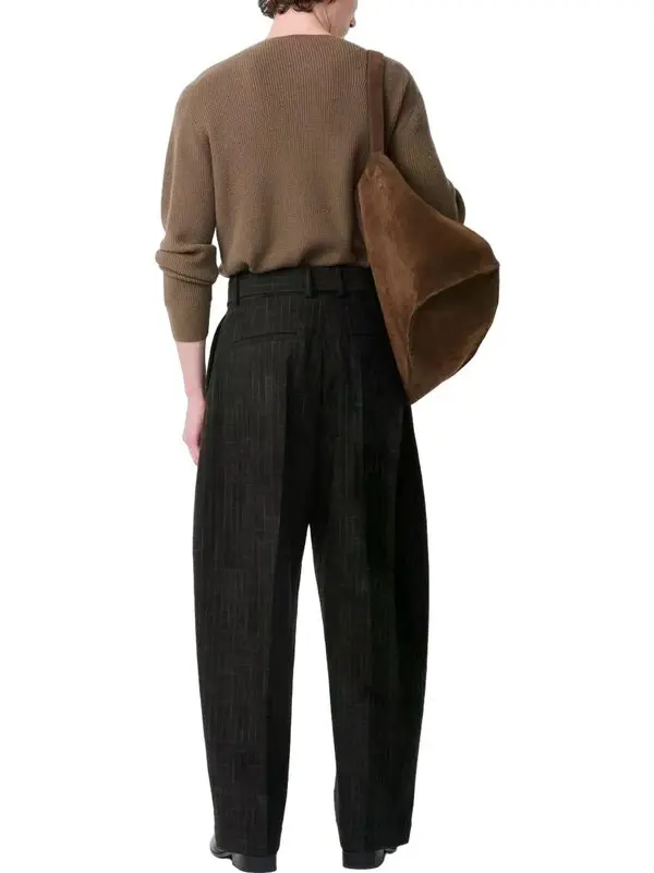 Studio Nicholson Corine Waffle Knit Grandad Collar Sweater - Brown