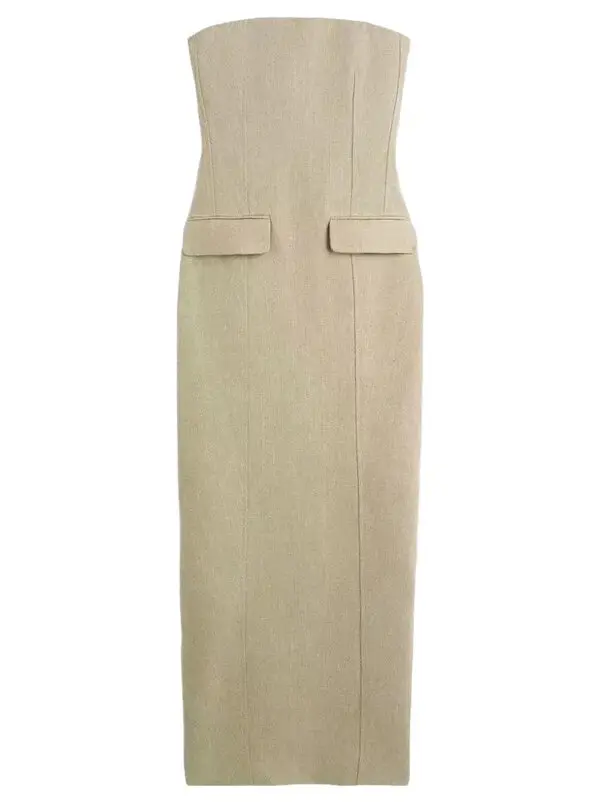 TOTEME Pocket Strapless Linen Midi Dress - Neutrals