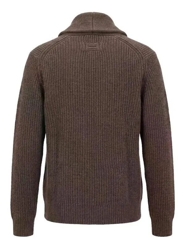 DRUMOHR Shawl Collar Ribbed Knit Cardigan - Brown