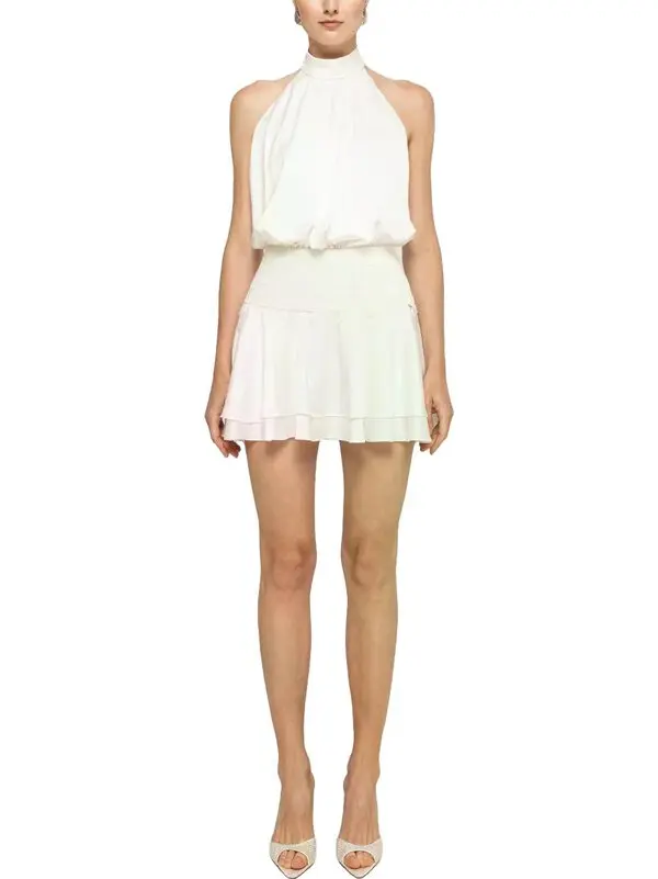 NISSA Backless Satin Mini Dress - White