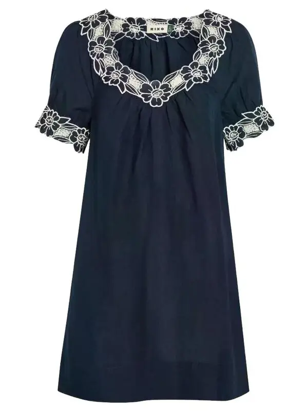 Rixo Cristina Floral-lace Shift Mini Dress - Blue