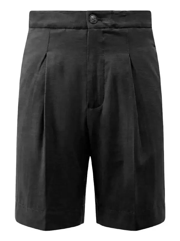 HEVO Torre Lapillo Pleated Front Tailored Shorts - Black