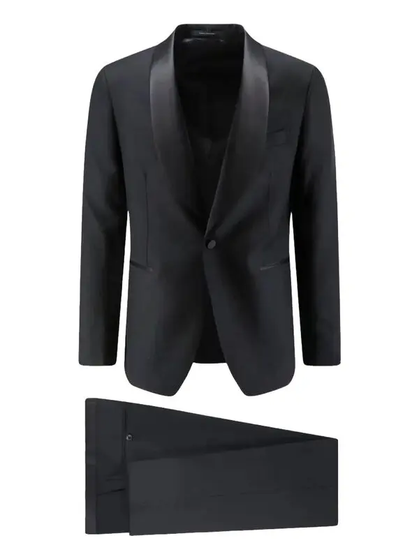 Tagliatore Satin-lapel Virgin Wool Tuxedo - Black