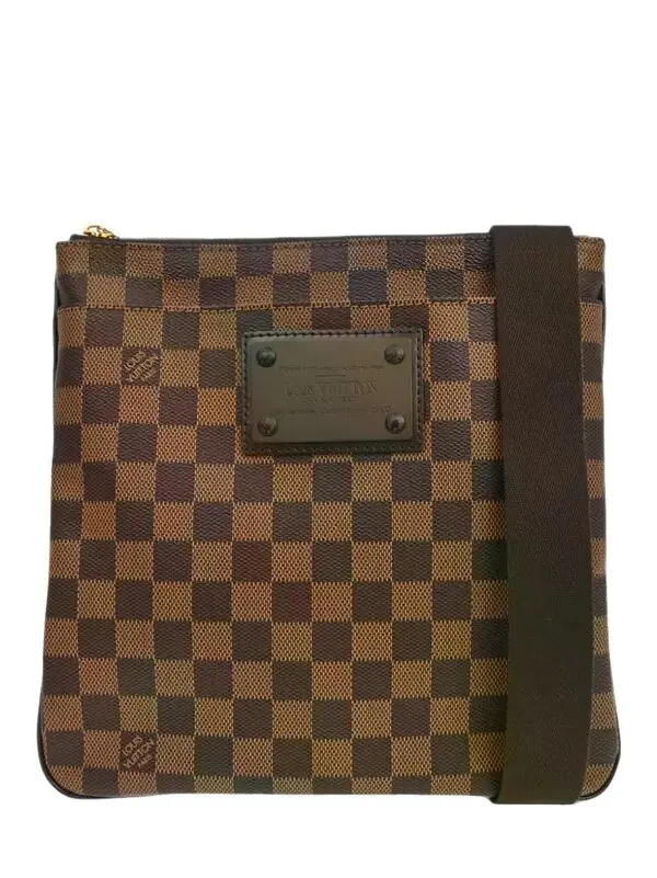 LOUIS VUITTON 2010 Damier Pochette Plate Brooklyn Shoulder Bag - Brown