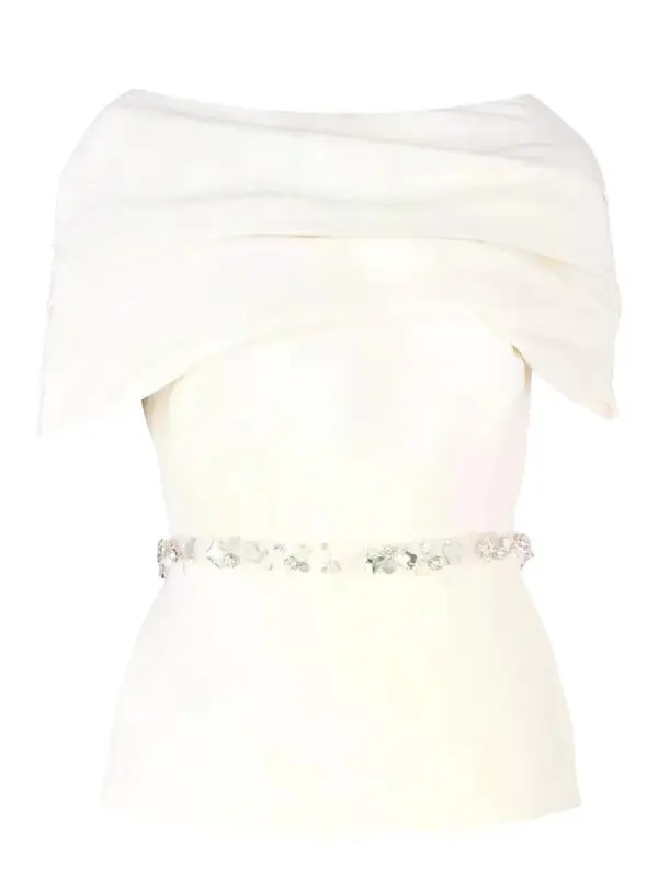 Safiyaa Loura Crystal-embellished Off-shoulder Blouse - White
