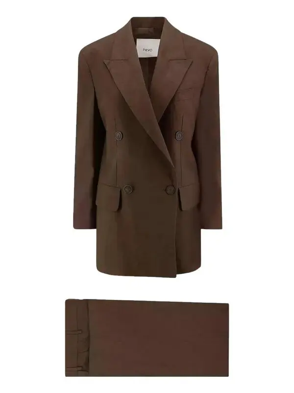 HEVO Double-breasted Suit With Peak Lapels - Brown
