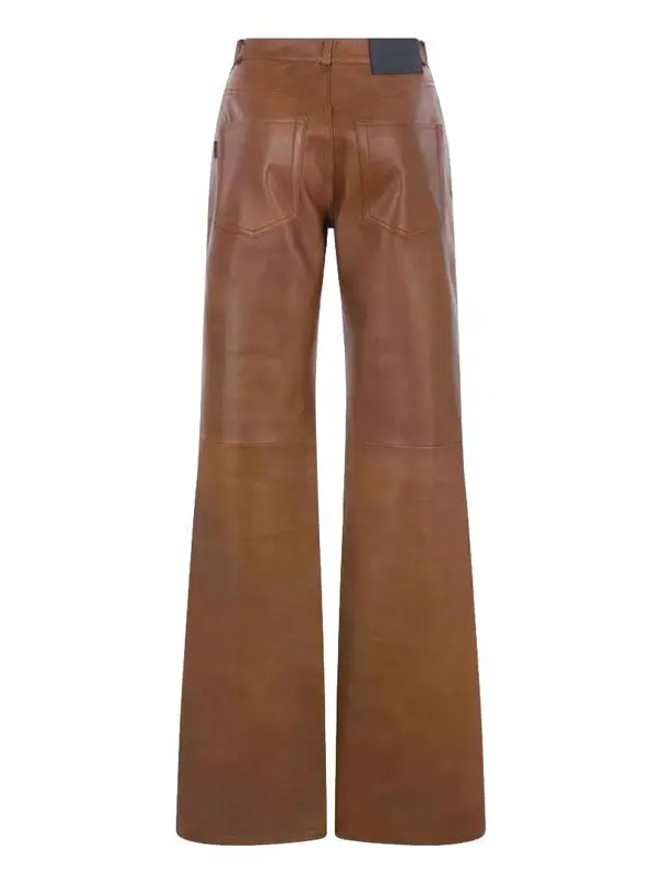 HAIKURE Leather Wide-leg Trousers - Brown