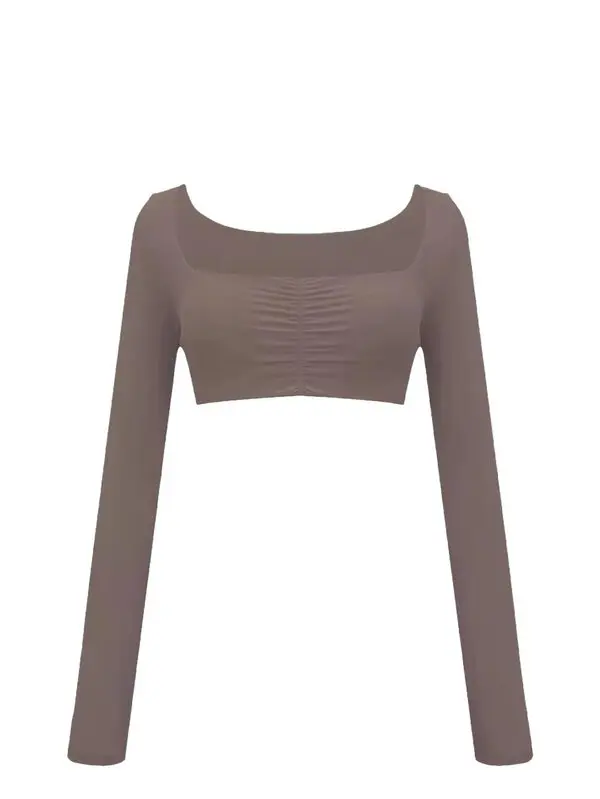 GOD SAVE QUEENS Ruched Cropped T-shirt - Neutrals