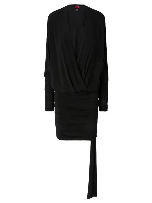 Pinko Mini Dress With Gathering And Ribbon - Black