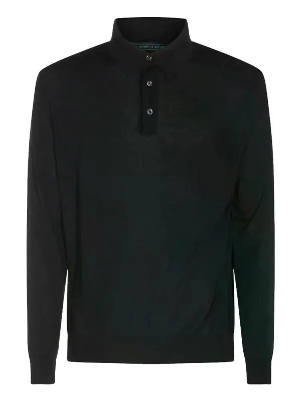 Kiton Long-sleeve Button-down Polo Shirt - Black