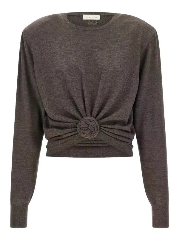 Magda Butrym Knot-detail Structured-shoulder Sweater - Brown