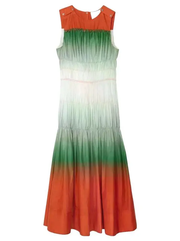 3.1 Phillip Lim Ombré Voile Gathered Midi Dress - Orange