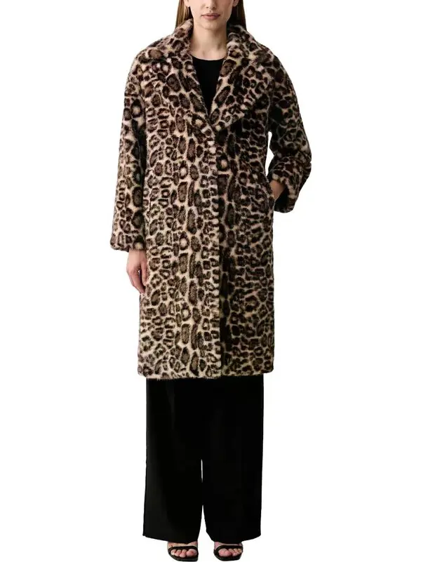 Joseph Ribkoff Leopard-print Faux Fur Coat - Brown
